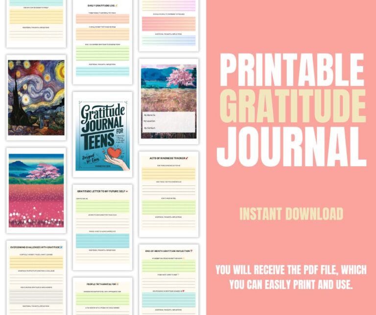 Free Printable Gratitude Journal for Teens – Cultivate Gratitude and ...